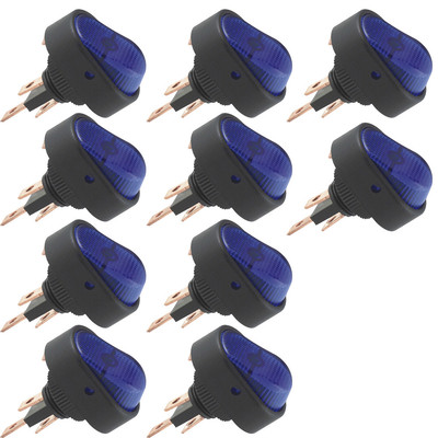 10Pack 12V 30Amp 30A Blue LED Light SPST OFF/ON Toggle Rocker Switch ...
