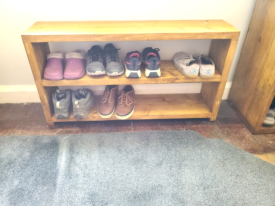 Rustic wooden Handmade Farmhouse Hall Rack, Boot/shoe Rack with Bench ...