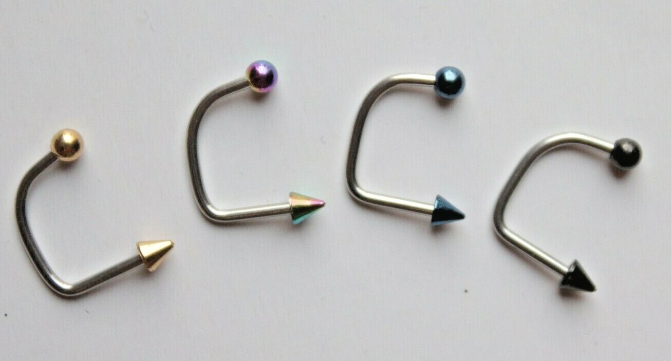 16g Lippy Loop Spike Flat Curved Ring Labret Piercing Horseshoe ...