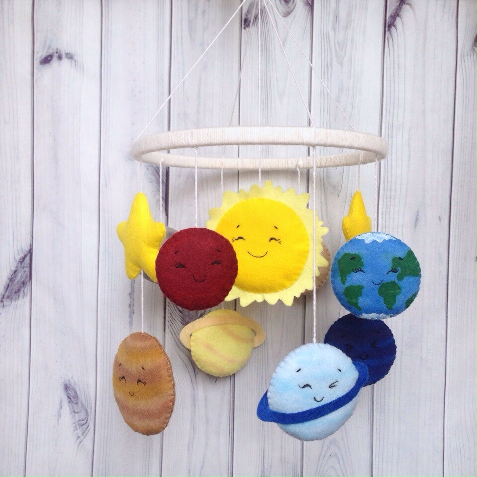Baby Mobile Planets and Sun Solar System Crib Mobile Space Nursery ...