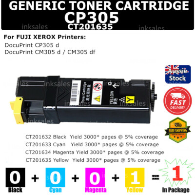1x Generic Toner CT201635 Yellow For Fuji Xerox CP305 CP305d CM305d ...