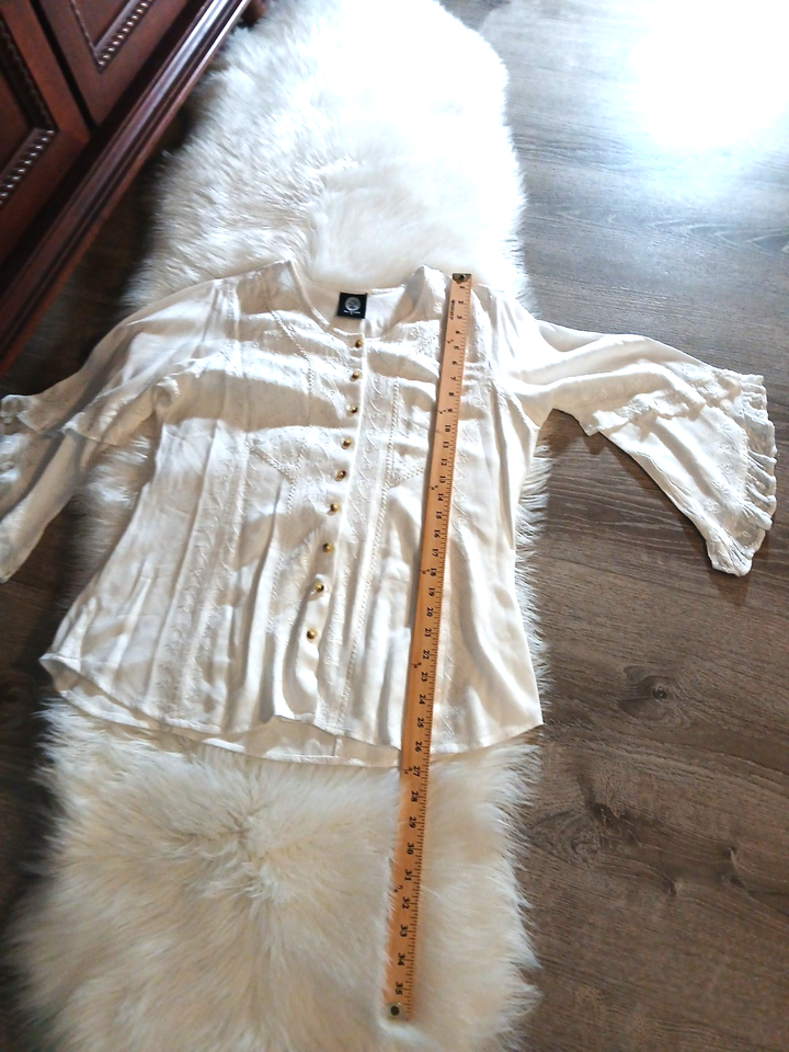 Himalayan Arts by YESHI Embroidered Boho Tunic Top Women's Size L White ...
