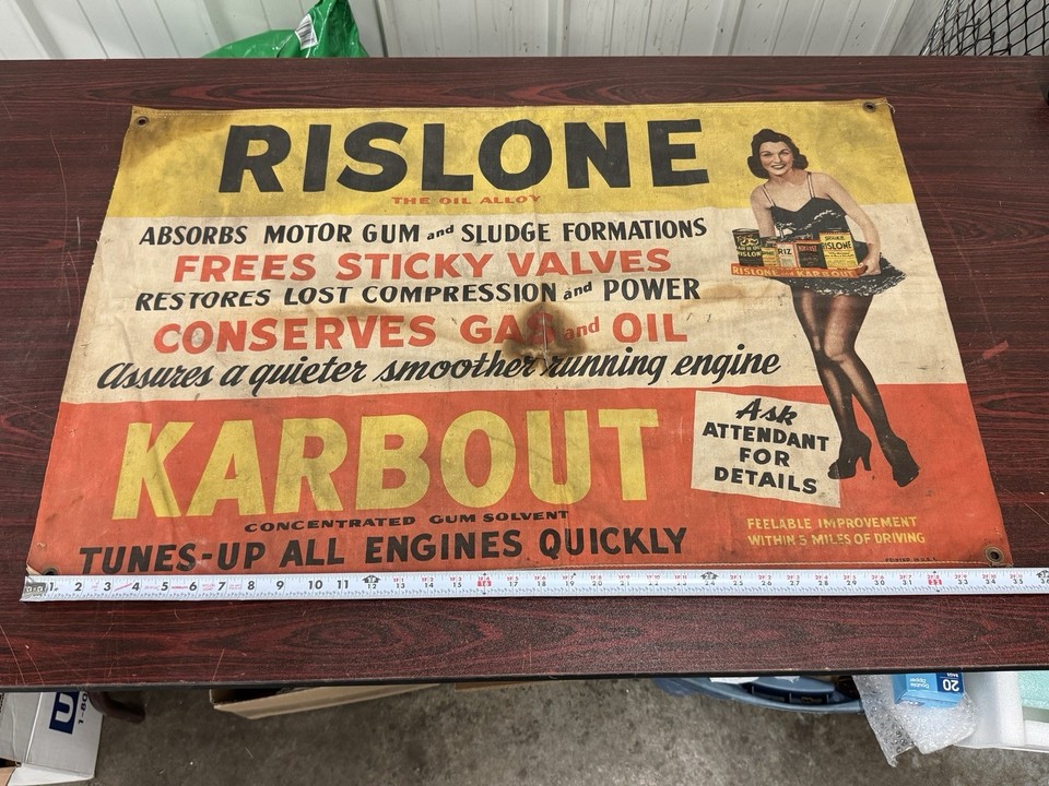 Vintage Rislone Engine Treatment Banner | eBay