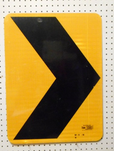 CHEVRON ALIGNMENT SIGN CURVE BLACK ON YELLOW -- UNUSED 18 x 24 | eBay