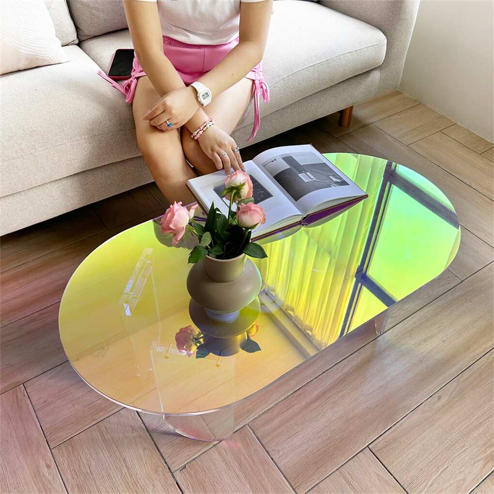 Stunning Neon Acrylic Coffee Table Iridescent Center Table Home Cafe ...