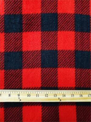 Fleece Printed Fabric Plaid - RED & NAVY (Striped HALF FILL) / 58" Wide ...