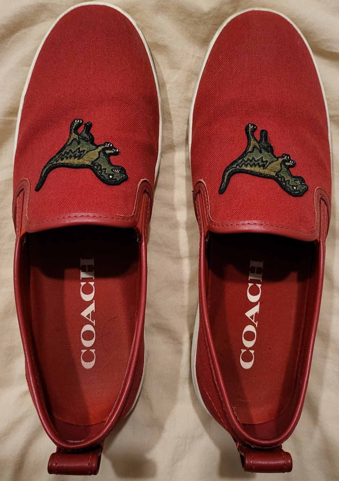 Coach Signature Canvas Slip On Shoes Red Men's 10.5 - Gem