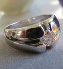 RARE - 14k white gold gents .52ct flawless G-I color diamond ring mens ...