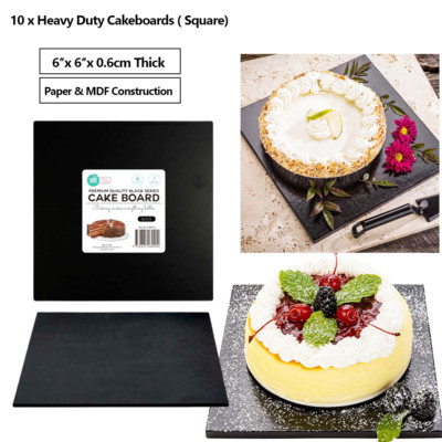 10 x Masonite Cake Boards 5mm Black Square Cake Board Party Wedding ...