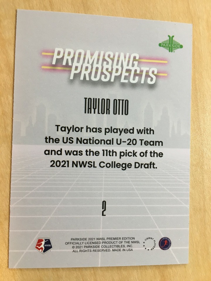Taylor Otto 2021 Parkside NWSL Promising Prospects Purple Rookie RC ...