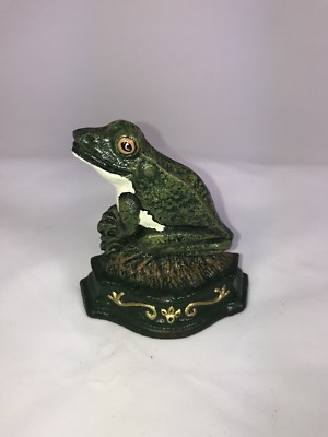 Vintage Painted Cast Iron Frog Door Stop with Wedge | eBay