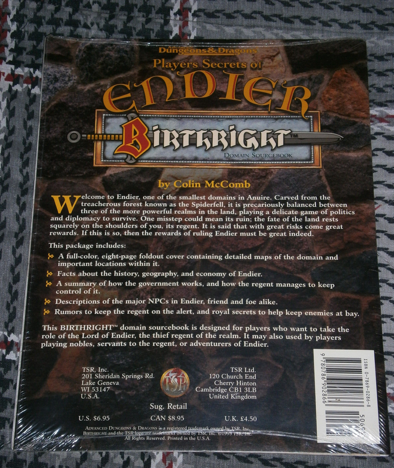 TSR AD&D BIRTHRIGHT: Player Secrets of Endier SEALED 1995 **NEW** | eBay