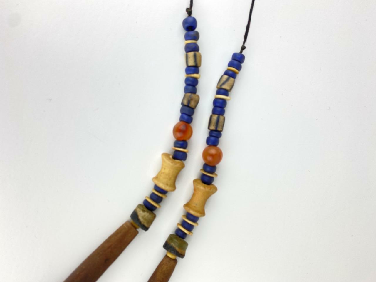 Vintage Artisan Tribal Sea Urchin Quill Shell Pottery Stone Beaded ...