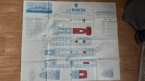 SS Homeric • HOME LINES • Large Deck Plan | eBay