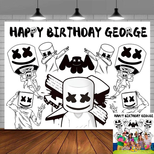 DJ Mask Marshmello Personalised Custom Banner Backdrop Party Decor ...