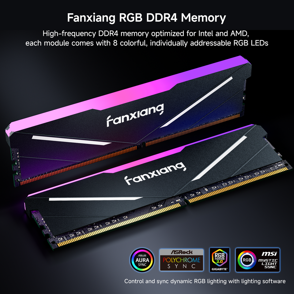 Fanxiang RGB DDR4 RAM 32GB (2x16GB) 288-Pin 3600 (PC4 28800) Desktop ...