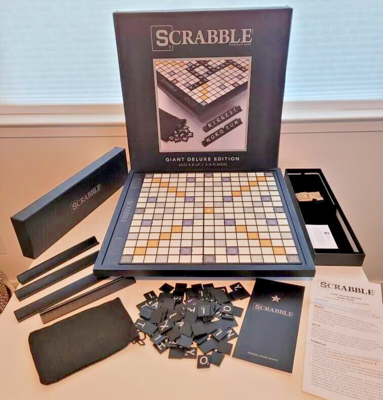 Scrabble Giant Deluxe Edition Rotating Game Board Large tiles Winning ...