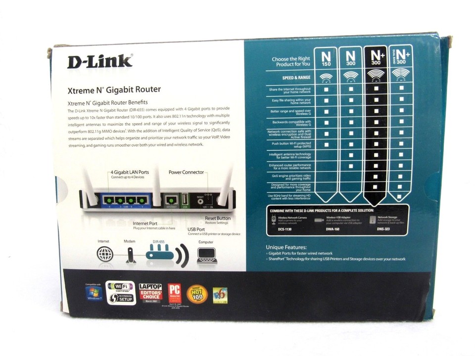 D-Link DIR-655 Xtreme N+ 300 Mbps Wireless 4-Port Gigabit Ethernet ...