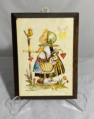 Vintage Hummel Postcard Mounted on Wood Board, 5” x 7” x .75” | eBay