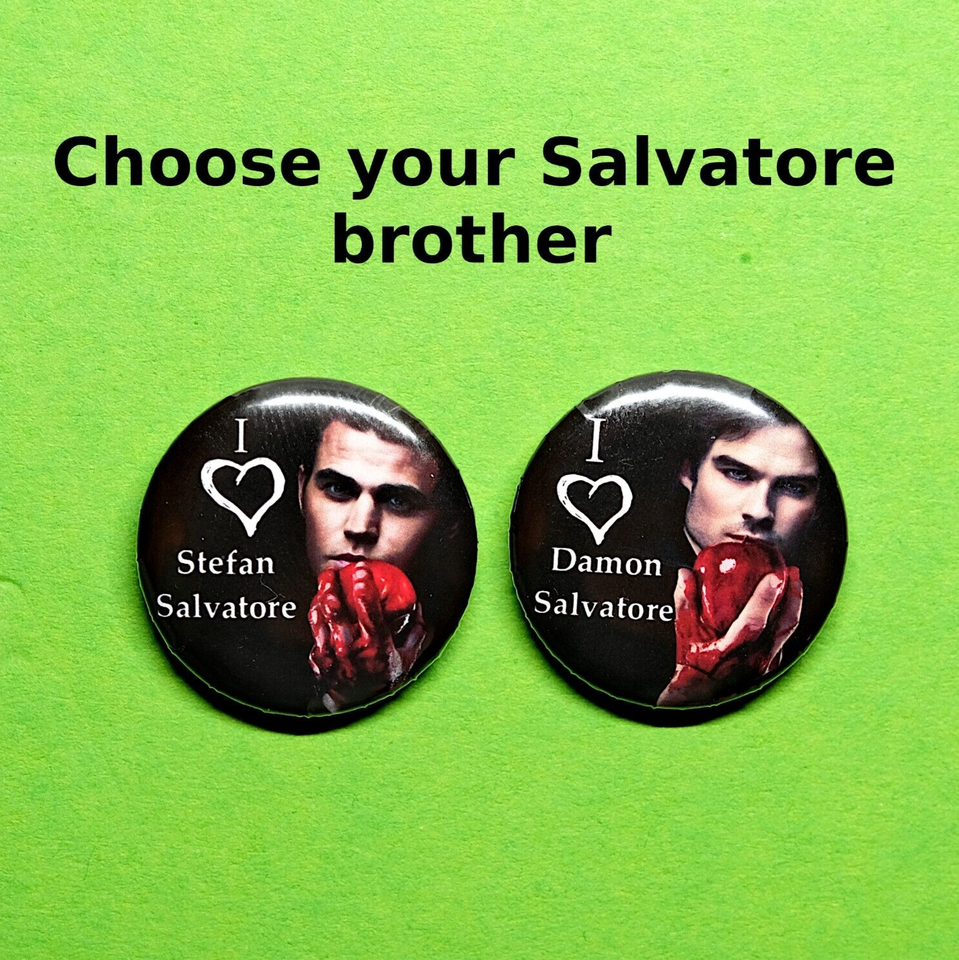 THE VAMPIRE DIARIES PIN BUTTON BADGES - 25mm buttons - Stefan - Damon ...