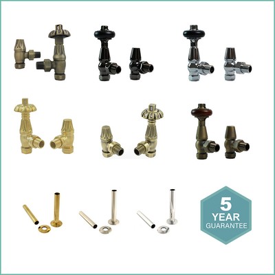 Antique Traditional Thermostatic 1/2"x15mm Angled Radiator Valves TRV ...