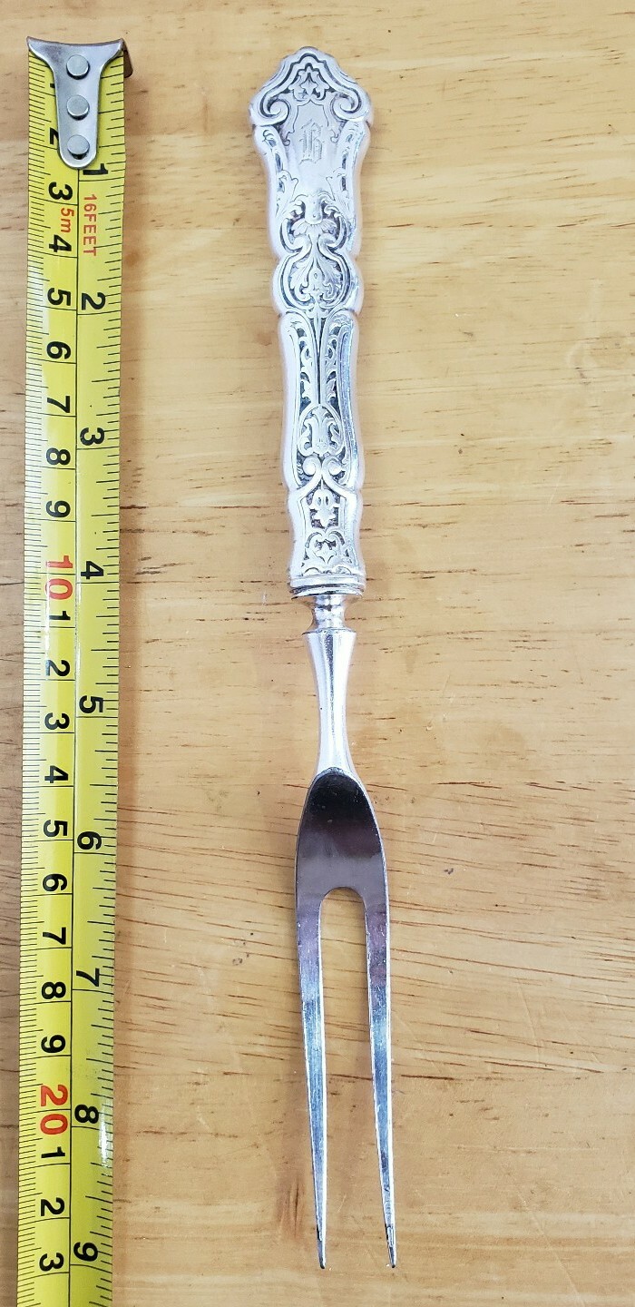 ANTIQUE 1835 R WALLACE c1907 CARDINAL PATTERN SILVERPLATED MEAT CARVING ...