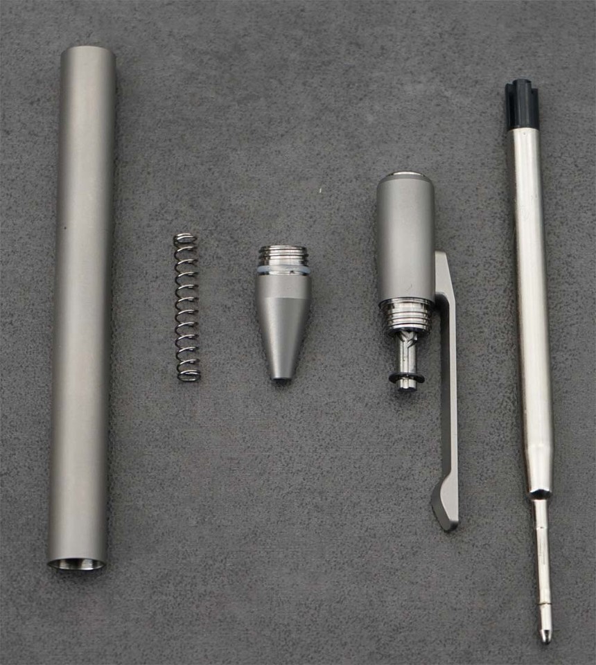 TWOSUN CNC PUSH BUTTON MECHANISM PEN TITANIUM ALLOY BODY BLACK INK PEN ...