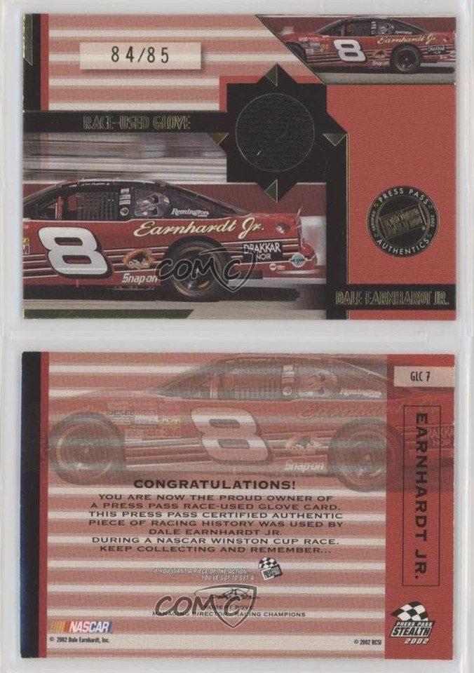 2002 Press Pass Stealth Race-Used Gloves Car 84/85 Dale Earnhardt Jr ...