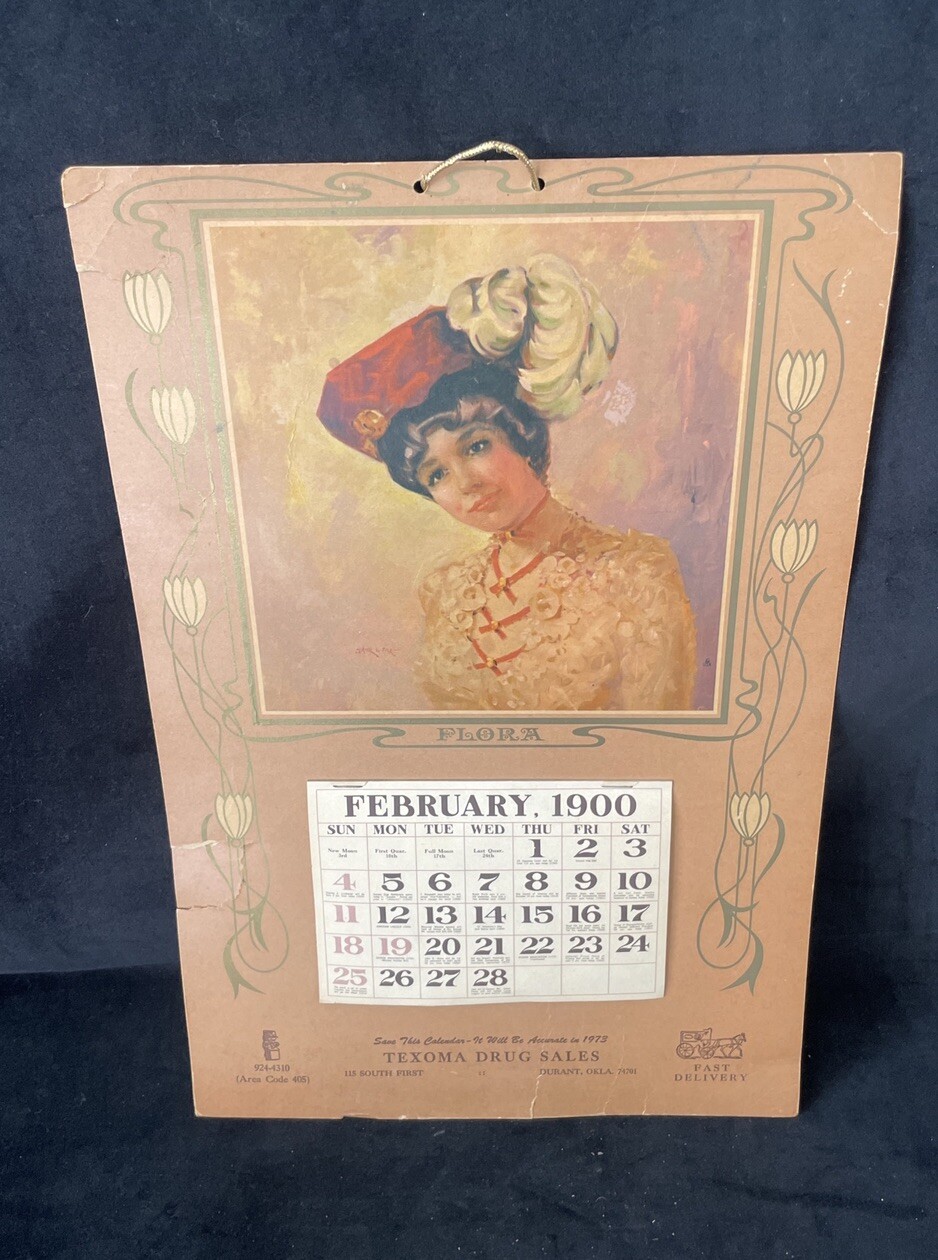 Vintage 1900 Calendar Texoma Drug Sales | eBay