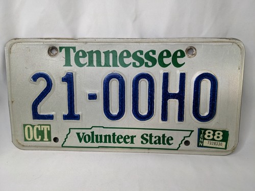 Vintage Tennessee License Plate 21 00H0 Volunteer Oct 1988 | eBay