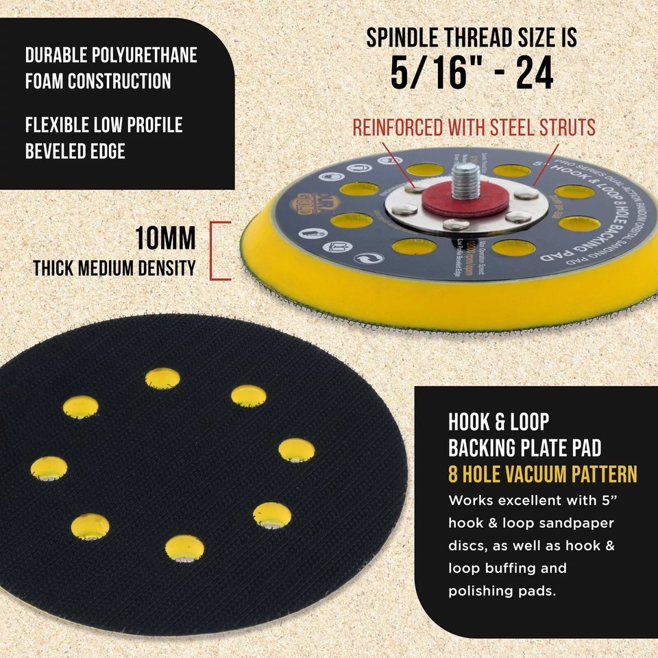 6" Hook & Loop DA Backing Plate Pad, 8 Hole Pattern, Auto Sanding ...