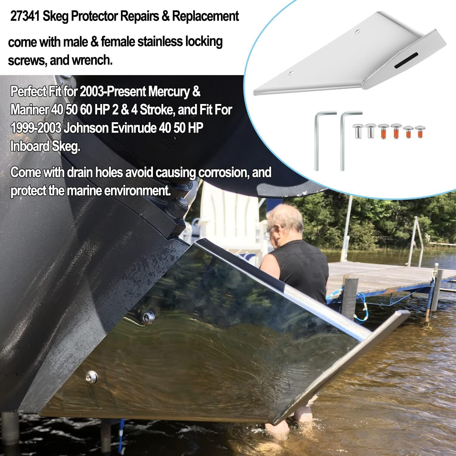 27341 Skeg Guard Protector Safe-Skeg for Mercury 40-50-60HP 2&4 Stroke ...