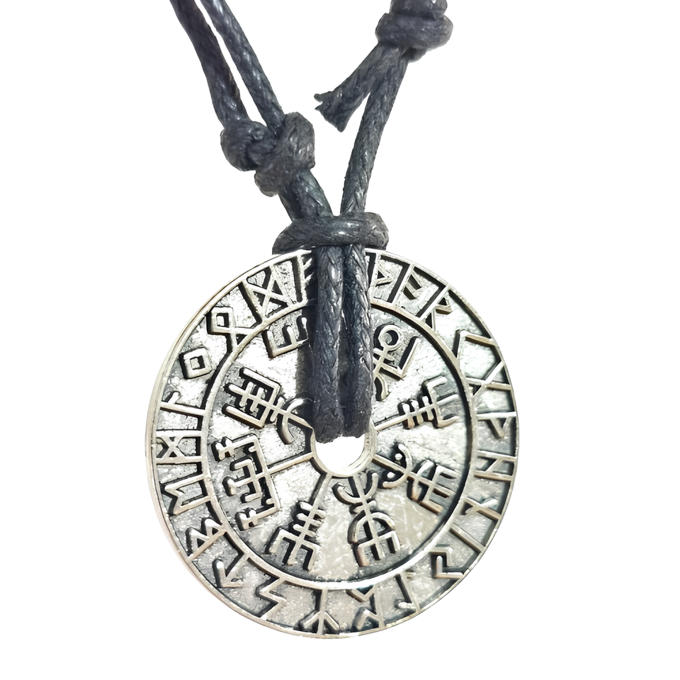 Vegvisir Rune Wheel Pendant Necklace Valknut Odin Hammer Rune Norse ...