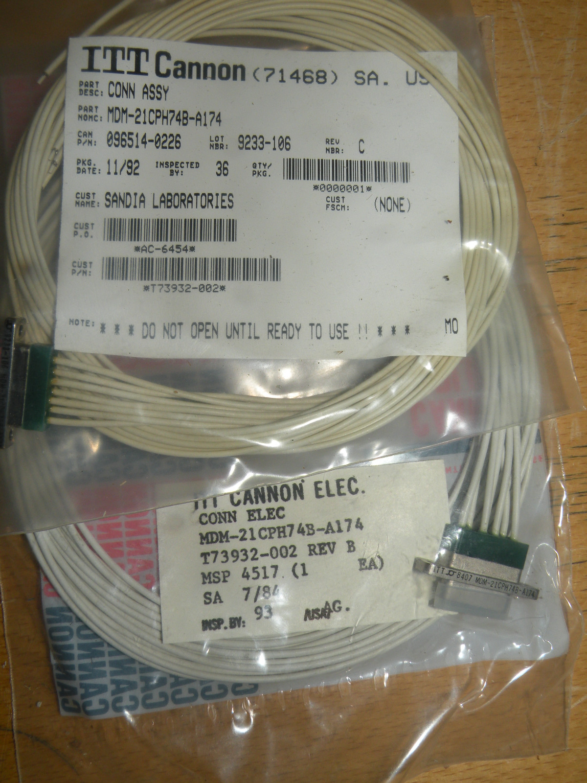 ITT Cannon 21 Pin Micro-D Wired Connector Pin MDM-21CPH74B-A174 | eBay