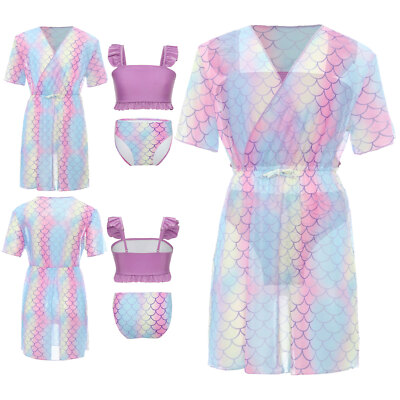 Girls Swimwear Swimming Bathing Suit Tropical Trip Swimsuit Beach 3Pcs ...