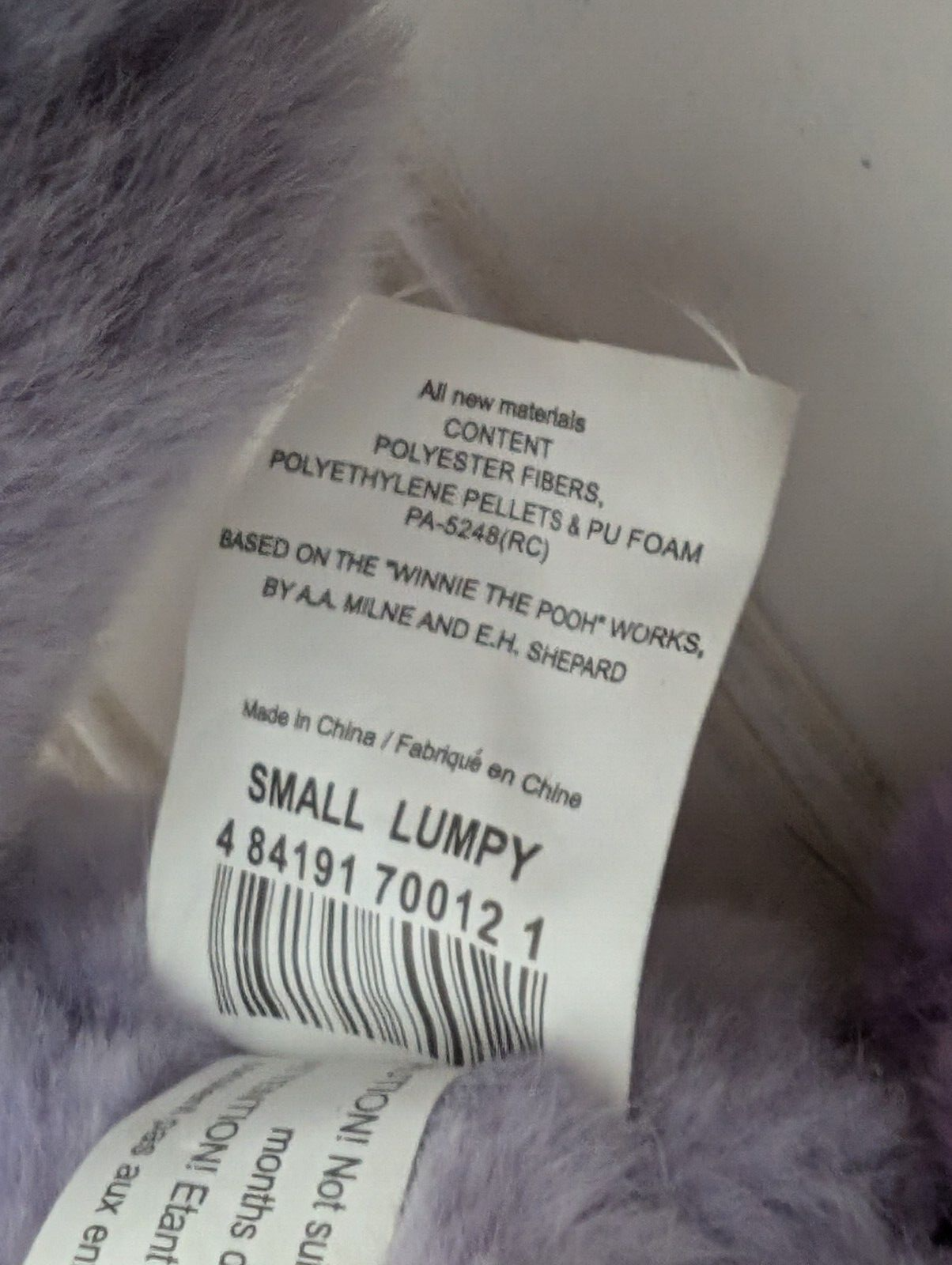 Disney Winnie The Pooh Heffalump Lumpy Purple Elephant 14" Plush Mk3 ...