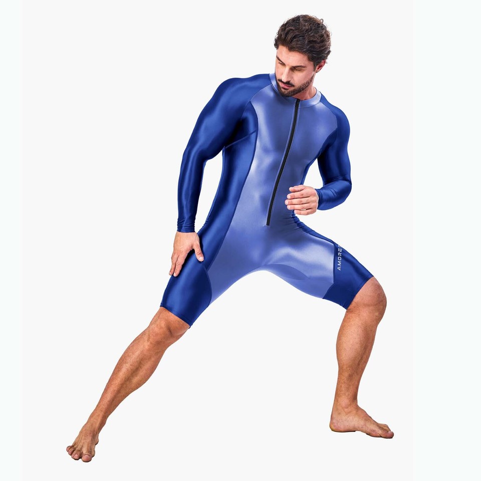 AMORESY Men's Tracksuits Jumpsuits Shiny Glossy Bodysuit Tights ...