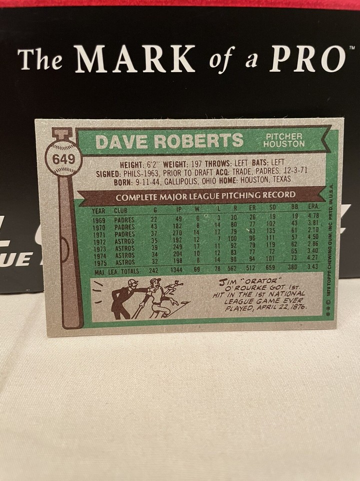 1976 Topps Baseball Card Dave Roberts #649 NM Combined Shipping | eBay