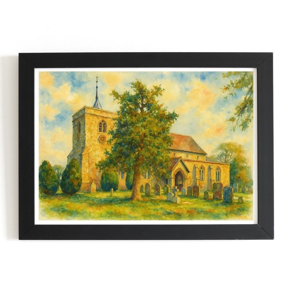 A6 PRINT - All Saints' Church, Brill - Vintage Art Style | eBay UK
