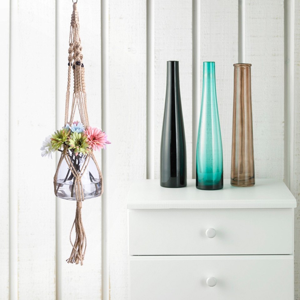 Delicate Macrame Plant Hanger Indoor Outdoor Hanging Planter Wall Art ...