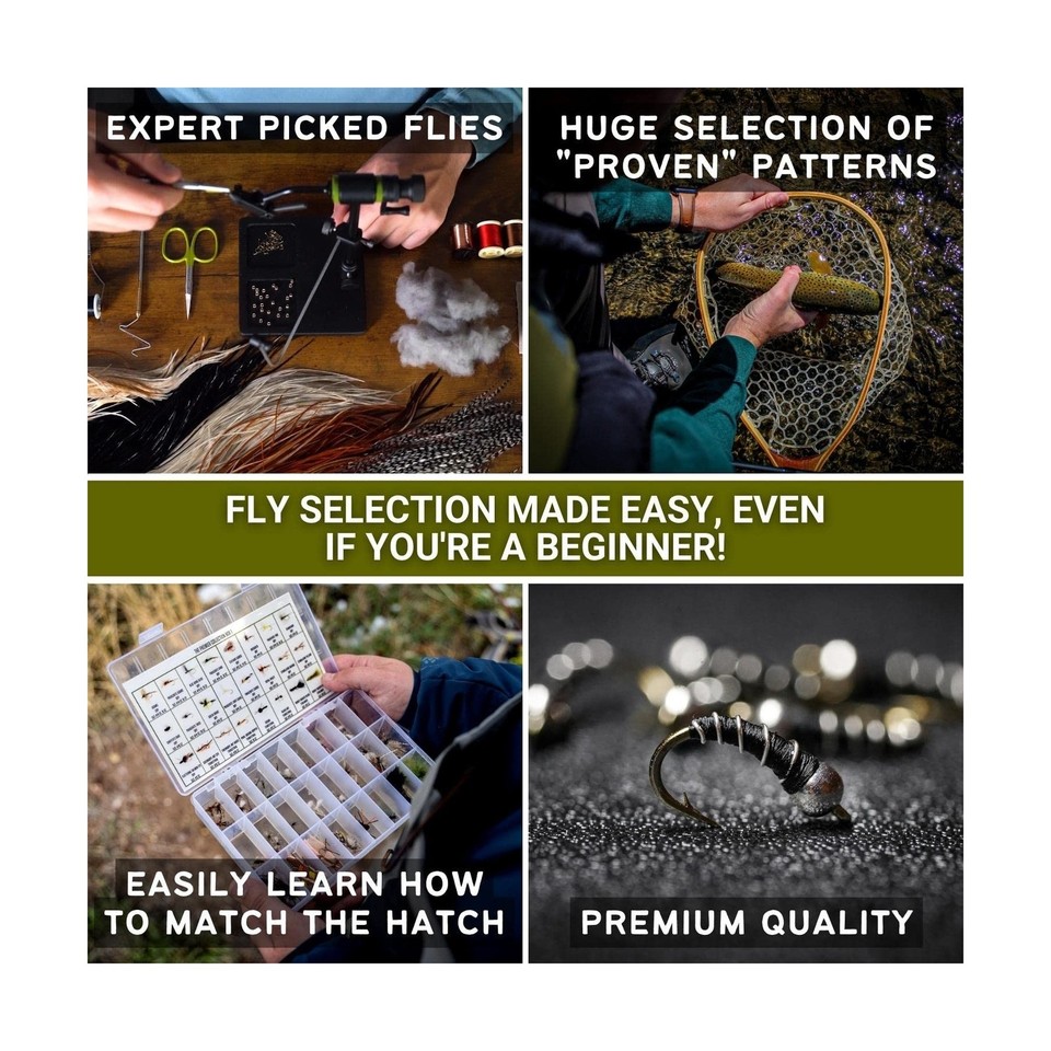 | 122 Premium Hand Tied Fly Fishing Flies Assortment | Two Fly Boxes ...