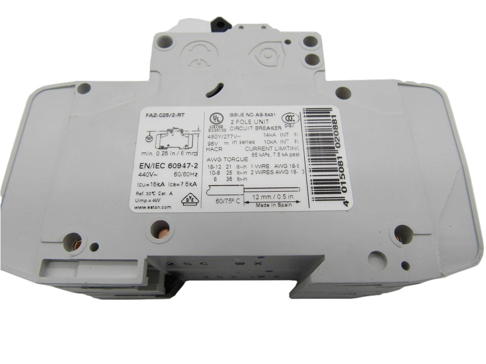Eaton FAZ-C25/2-RT Miniature Circuit Breakers (MCBs) | eBay