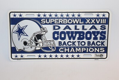 Vintage Dallas Cowboys Super Bowl XXVIII Metal License Plate Back To ...
