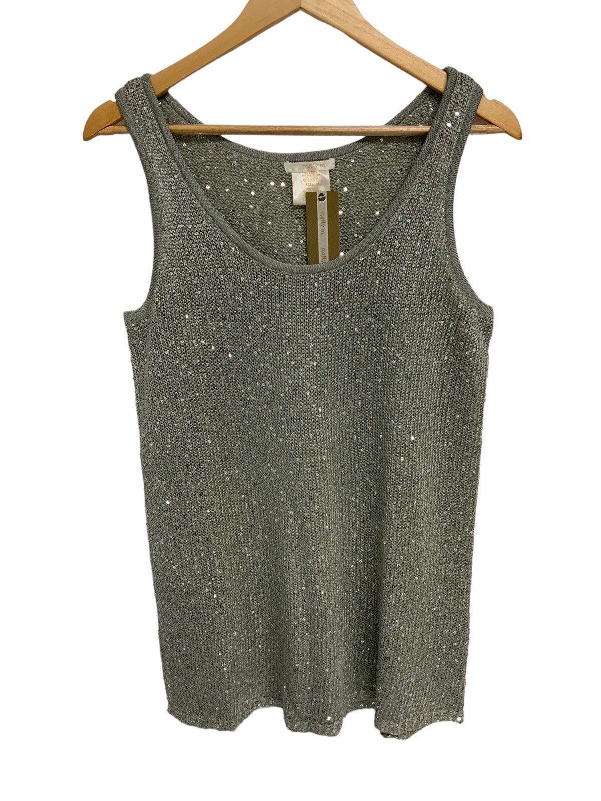 Matty M Women's Sleeveless Light Gray Sequin Knit Tank Blouse Size M | eBay