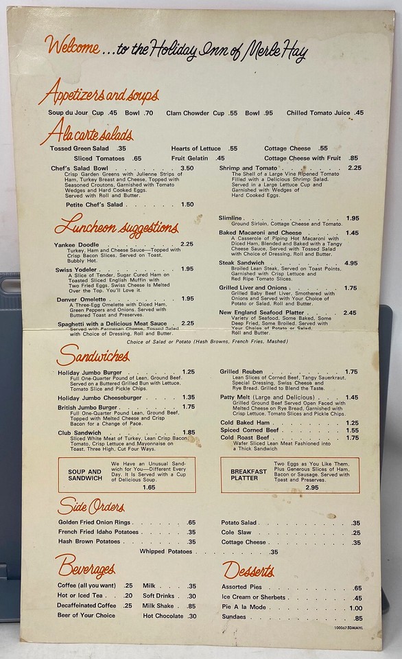 Vintage 1975 Holiday Inn Restaurant Menu Hotel Merle Hay Road Des ...
