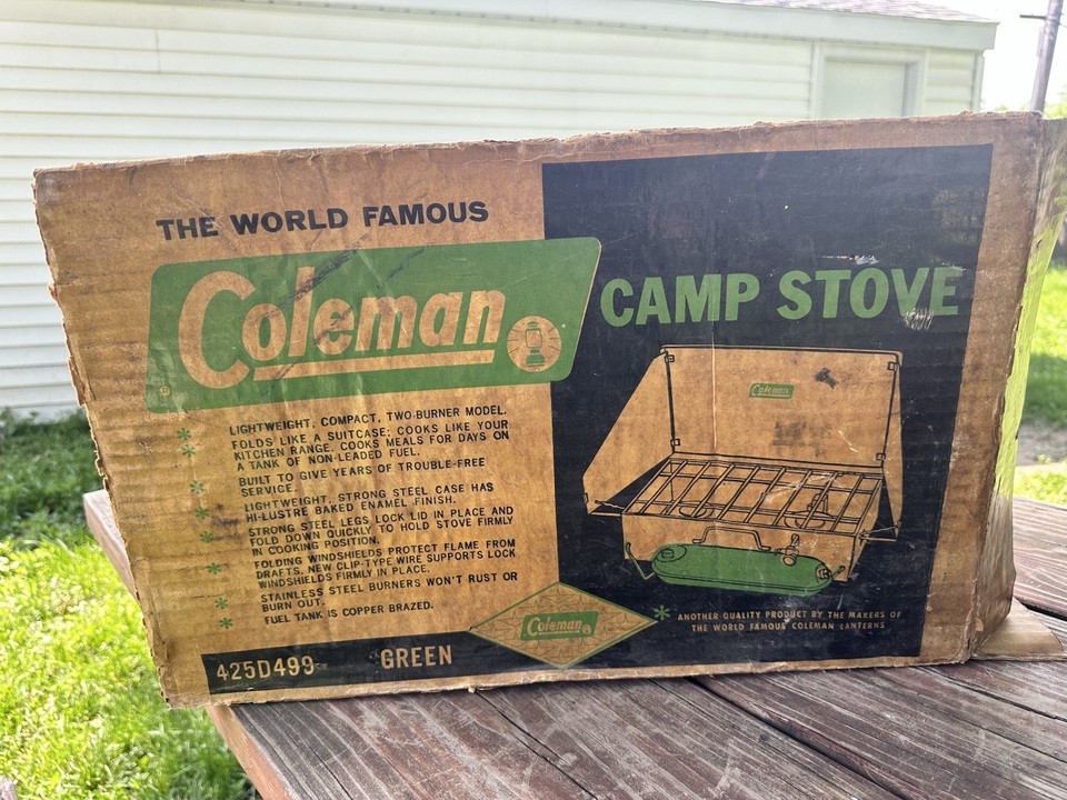 Vintage Coleman 2-Burner Camp Stove Model 413 With Tank + Extras IN BOX ...
