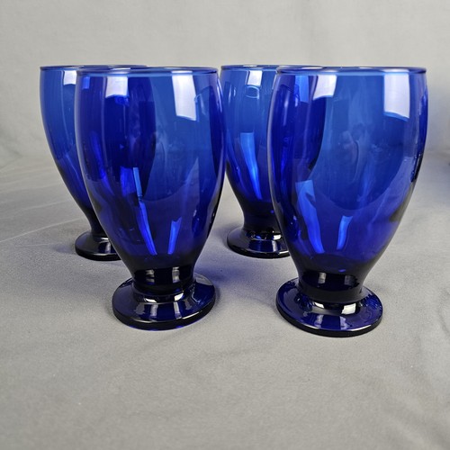 Vintage 4 Cristar Lexington Cobalt Blue Footed Glasses | eBay