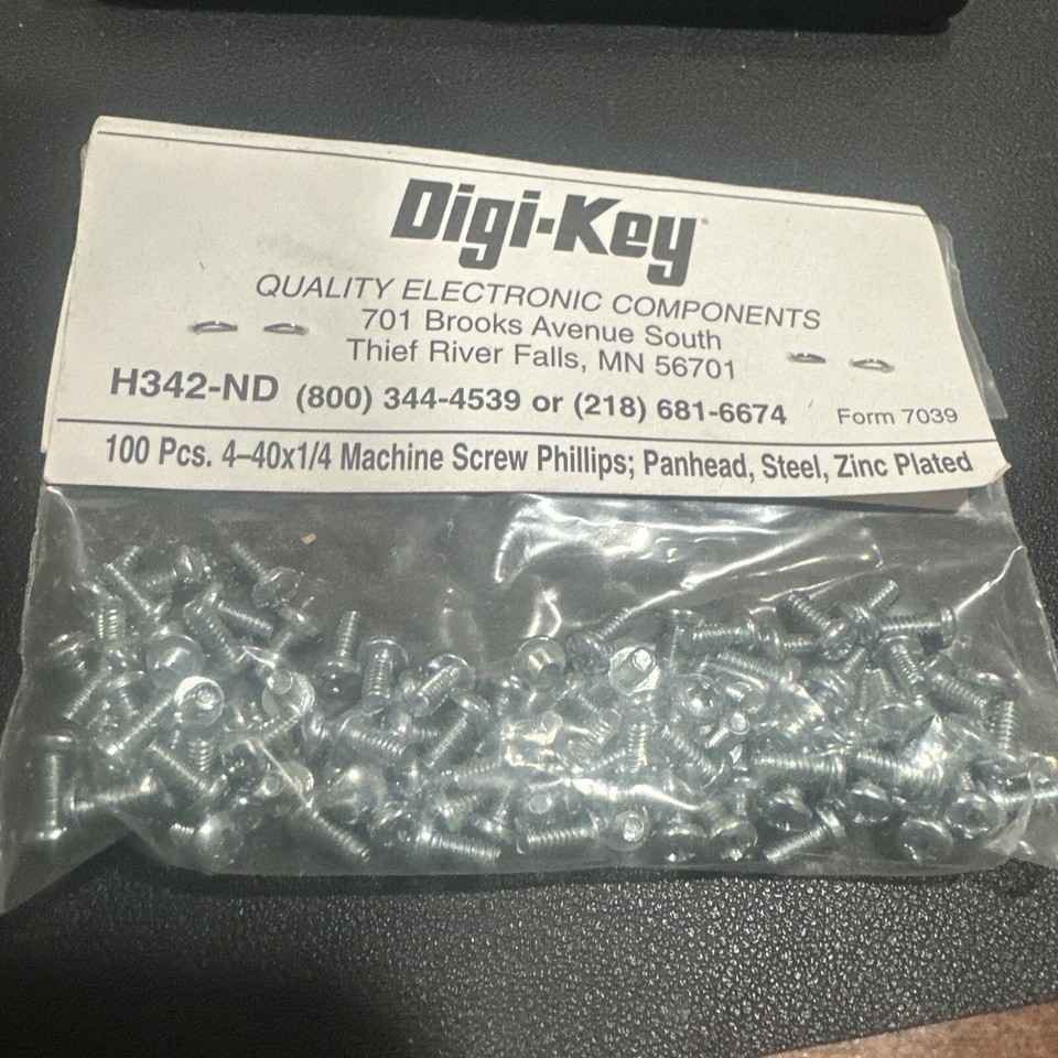 Machine Screw 4-40x1/4 Phillips, Pan head, Zinc Plated, Steel, Digi Key ...