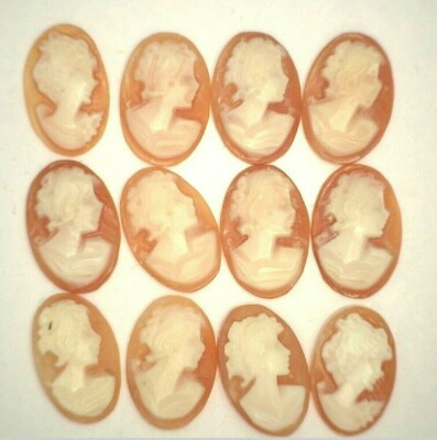 Carved Antique Vintage Oval Shell Cameo Stone Facing Right 12 mm x 8.5 ...