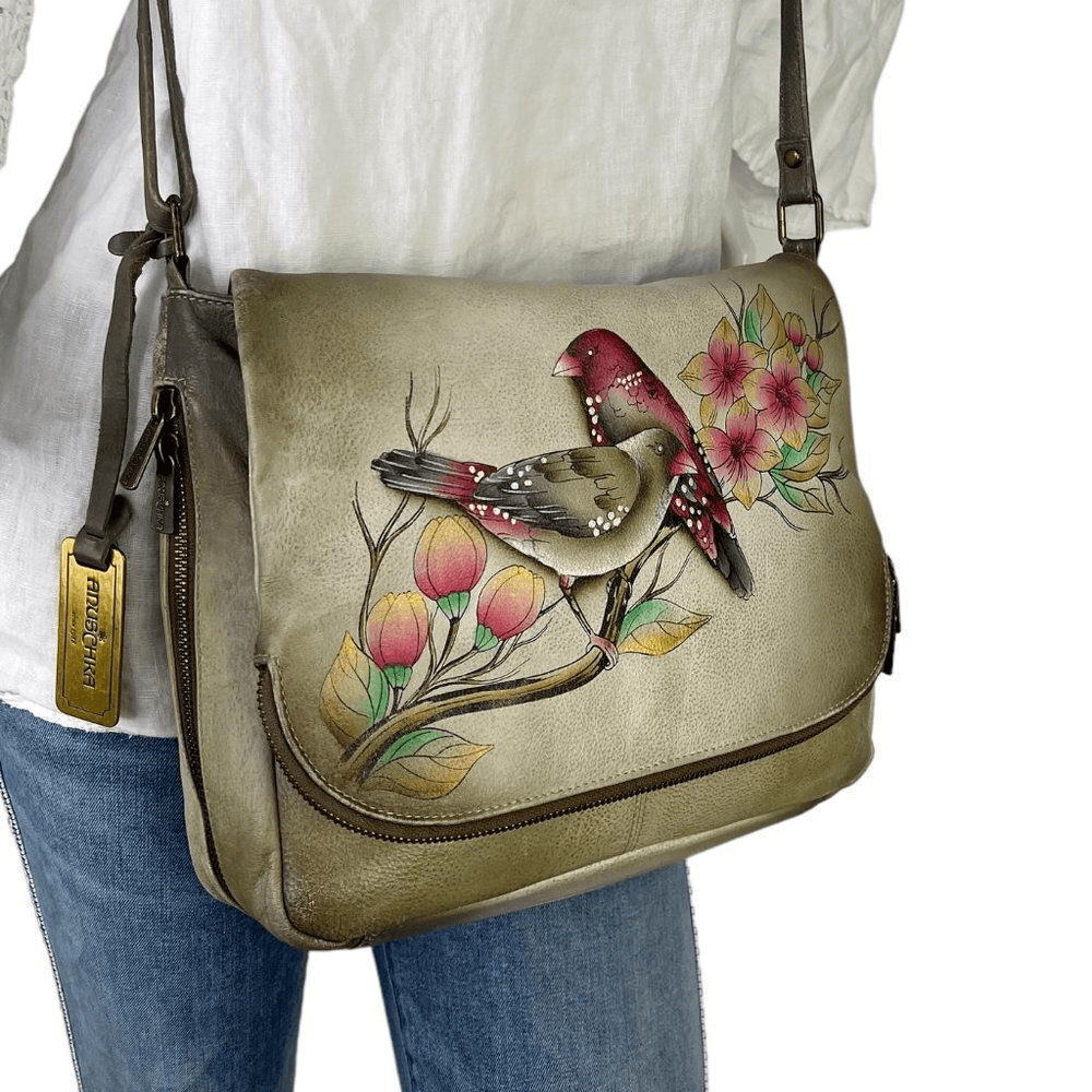 Anuschka Sold Out SUMMER TRYST Zip-Around Leather Satchel Hobo Birds ...